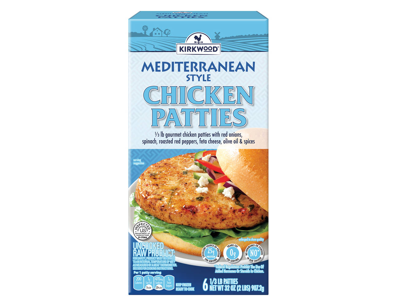 Kirkwood Mediterranean Style Chicken Patties, 6 count